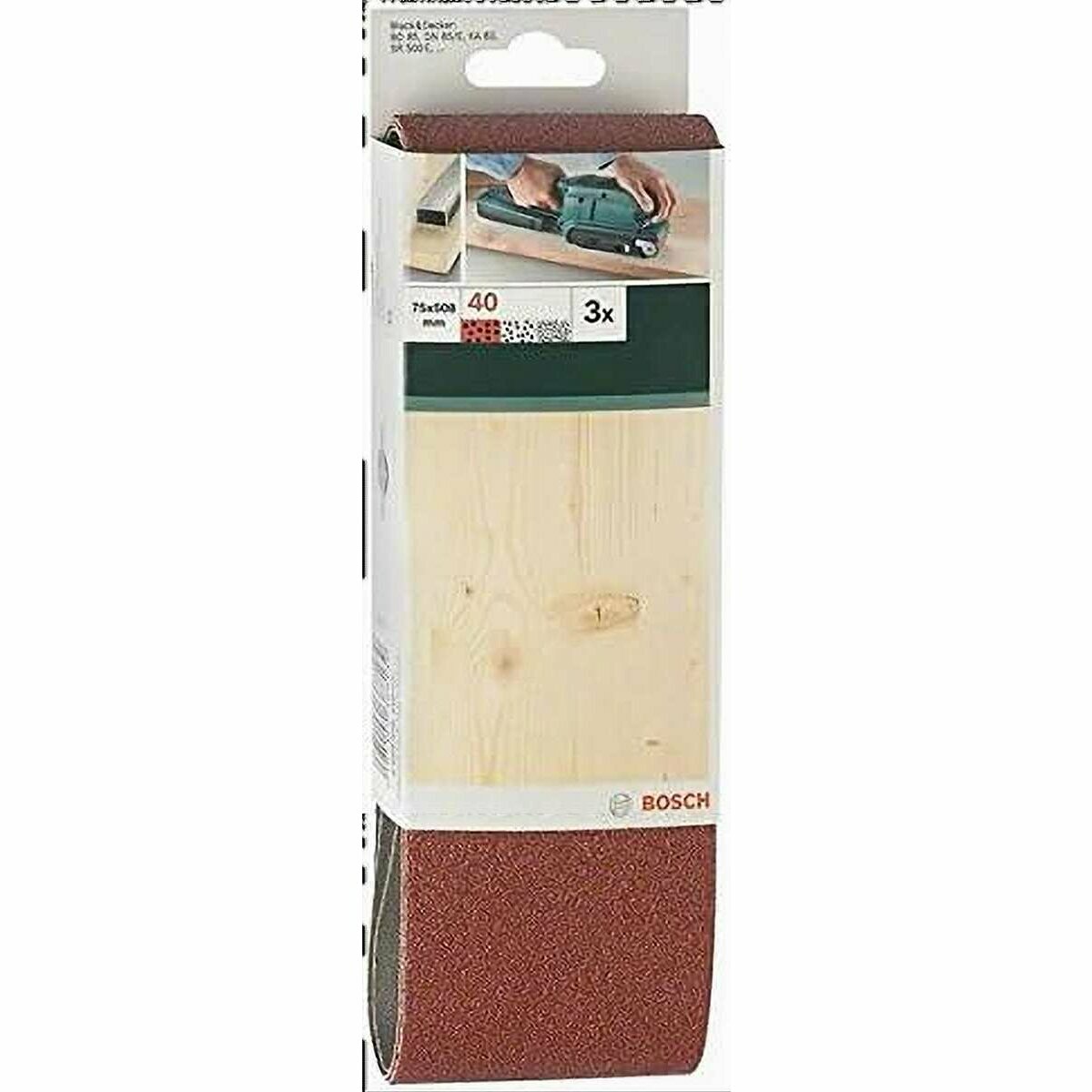 Bosch Schleifband 3 Stück, 75 x 508 mm, Körnung 40 für Bandschleifer, 4 ...