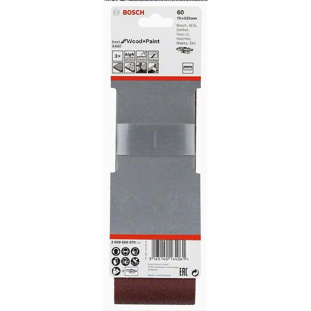 Bosch Schleifband 3 Stk.K 40 Holz/Farbe 75x533mm Professinel Bandschl