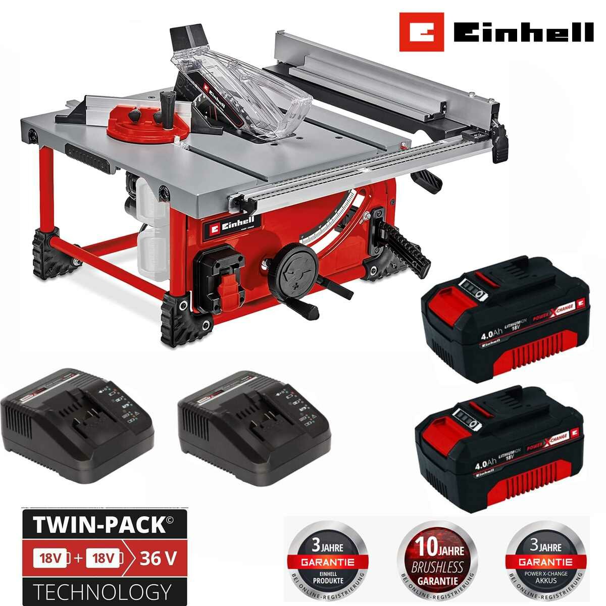 Einhell Akku-Tischkreissäge TE-TS 36/210 Li-Mit Akkus 4.0 Ah + Ladege, 299,99