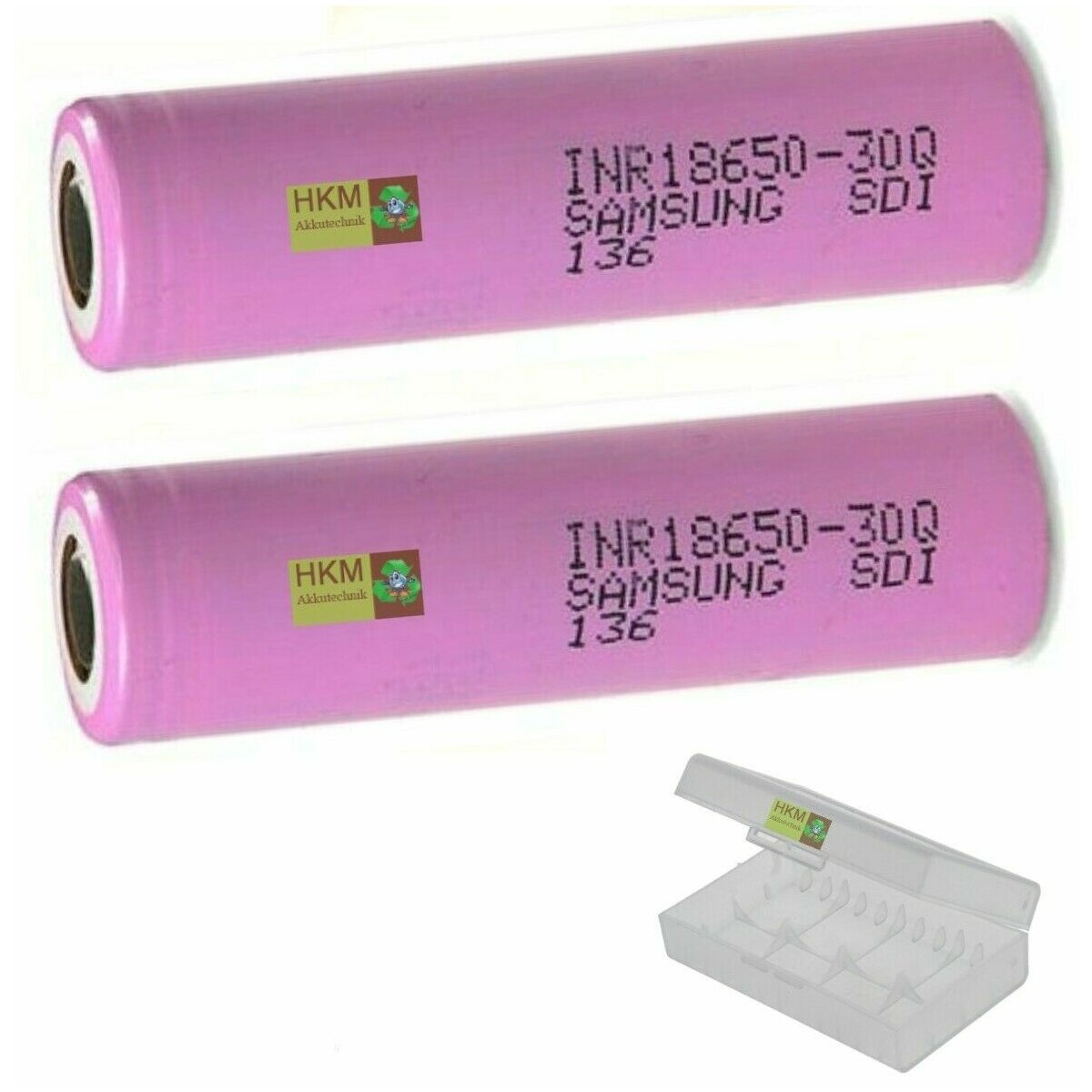 2 x Samsung SDI INR18650-30Q Li Akku 3000 mAh 3,6 V / 3,7 V 15 A + Tr