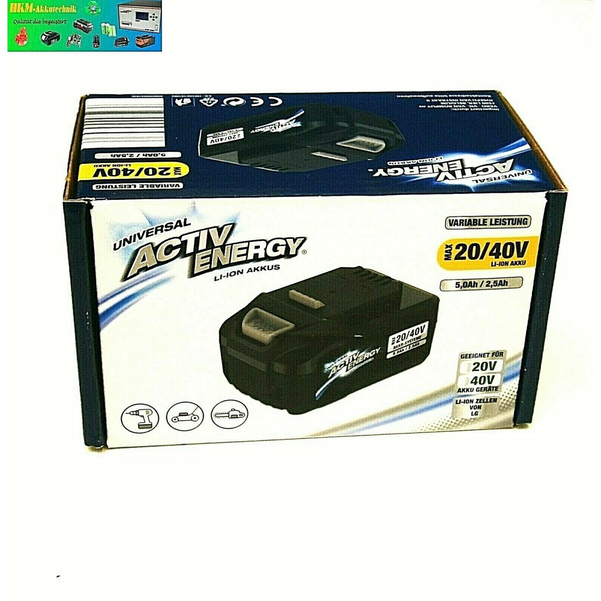 ACTIV ENERGY 20/40 V 5,0Ah / 2,5 Ah Li-Ion Akku für Ferrex Geräte, 100,01